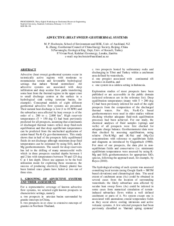 (PDF) Advective (Heat Sweep) Geothermal Systems
