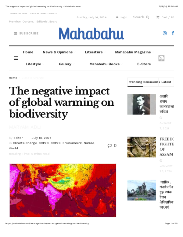 (PDF) The Negative Impact of Global Warming on Biodiversity