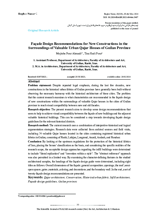 (PDF) Façade Design Recommendations for New Constructions in the ...