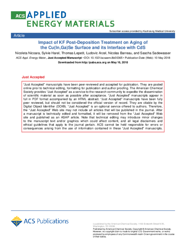(PDF) Impact of KF Post-Deposition Treatment on Aging of the Cu(In,Ga ...