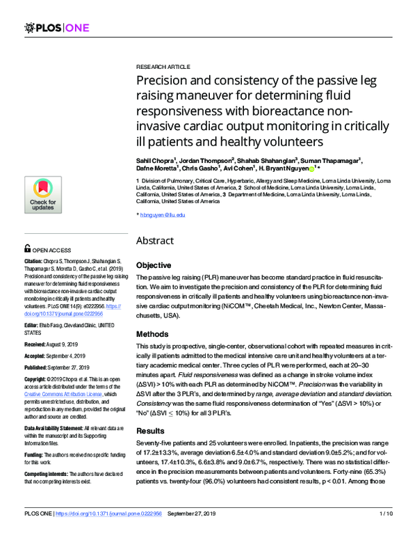 (PDF) Precision and consistency of the passive leg raising maneuver for ...