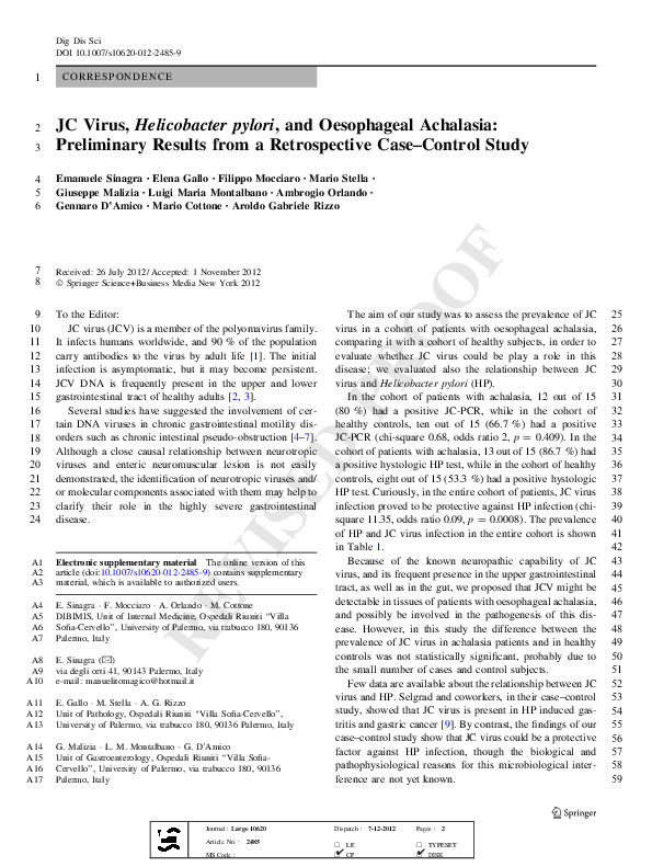 (PDF) JC Virus, Helicobacter pylori, and Oesophageal Achalasia ...