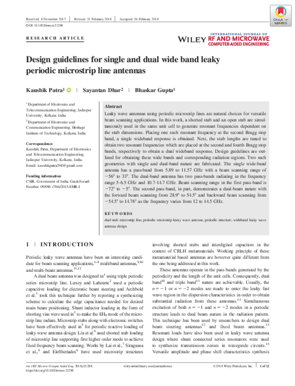 (PDF) Design guidelines for single and dual wide band leaky periodic microstrip line antennas ...
