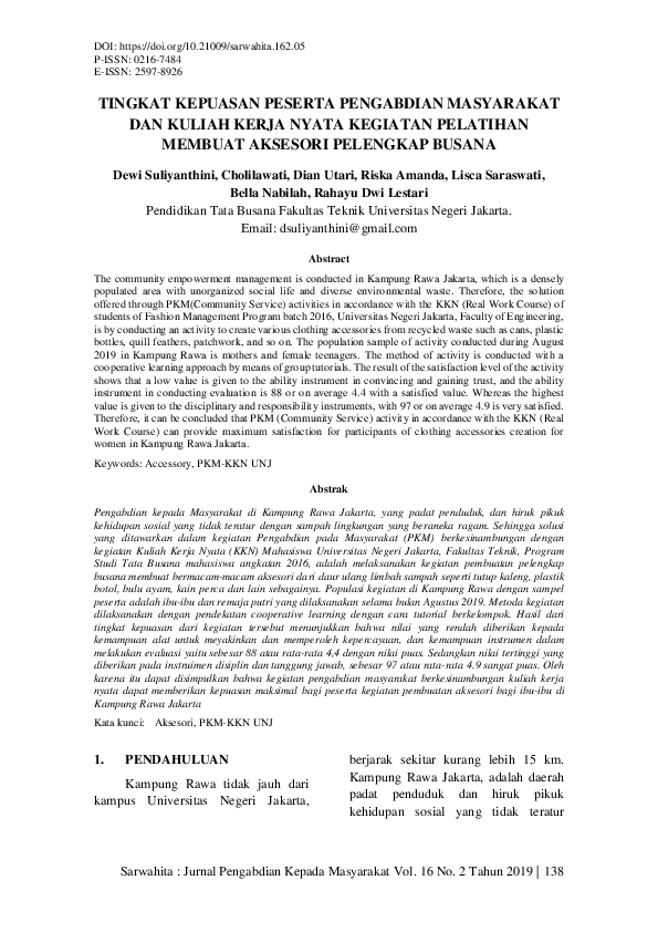 (PDF) Tingkat Kepuasan Peserta Pengabdian Masyarakat Dan Kuliah Kerja ...