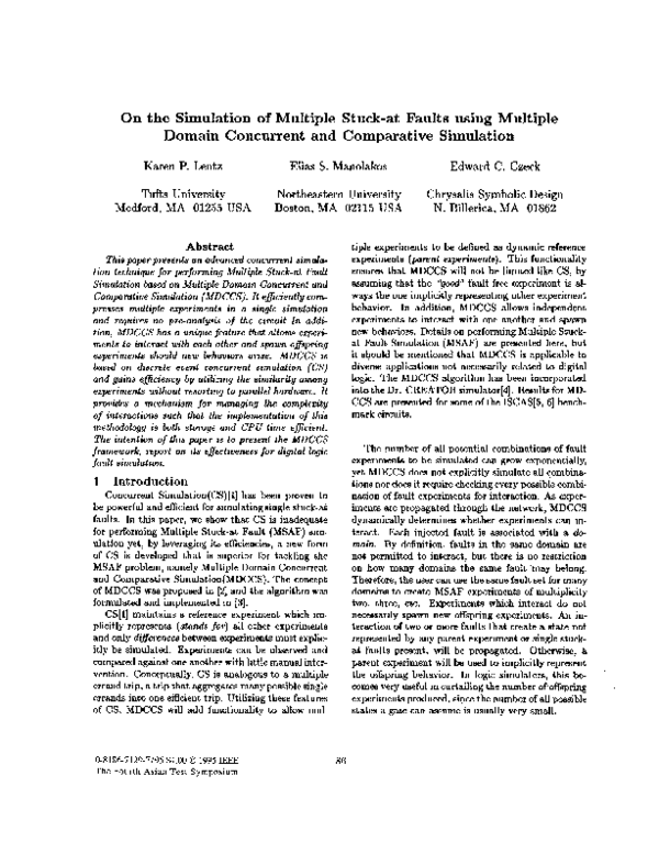 (PDF) On the simulation of Multiple Stuck-at Faults using Multiple Domain Concurrent and ...