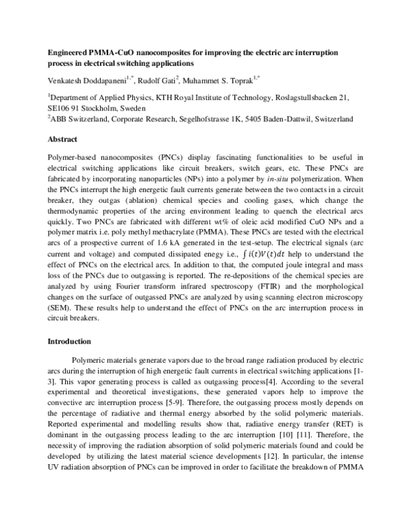 (PDF) Engineered PMMA-CuO nanocomposites for improving the electric arc ...