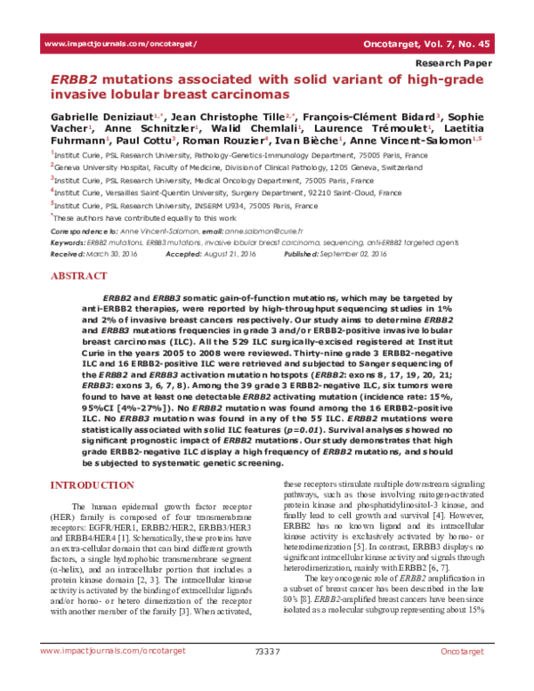 (PDF) ERBB2 mutations associated with solid variant of high-grade invasive lobular breast ...