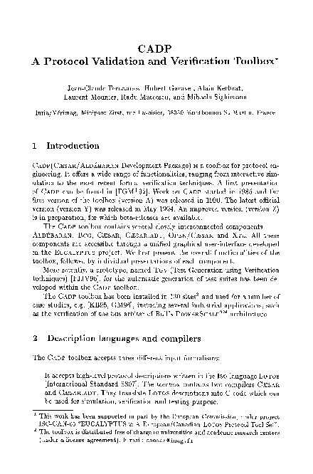 (PDF) CADP a protocol validation and verification toolbox