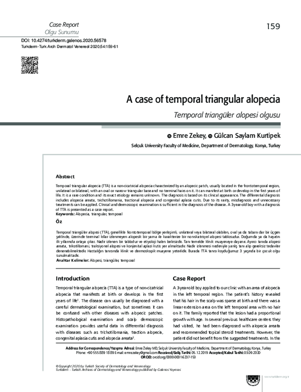 (PDF) A case of temporal triangular alopecia