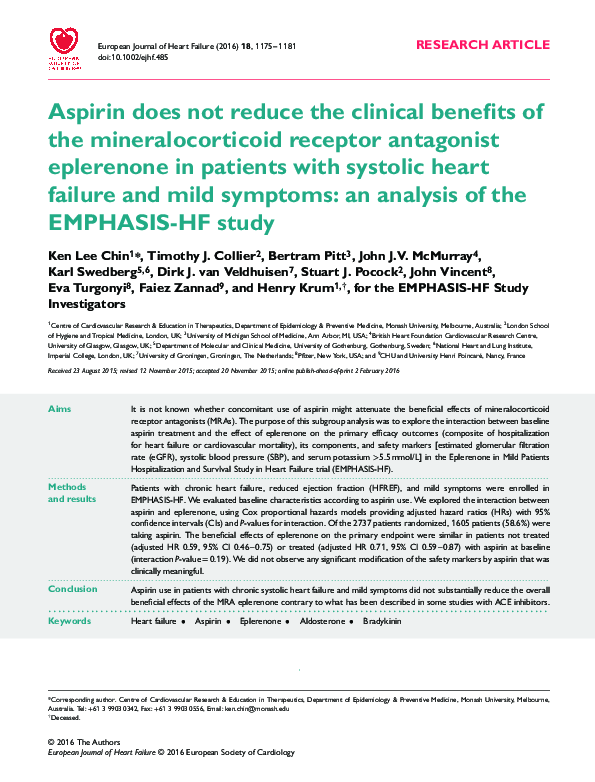 (PDF) Aspirin does not reduce the clinical benefits of the ...