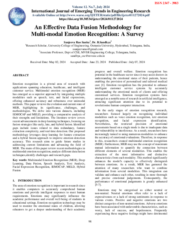 (PDF) An Effective Data Fusion Methodology for Multi-modal Emotion ...