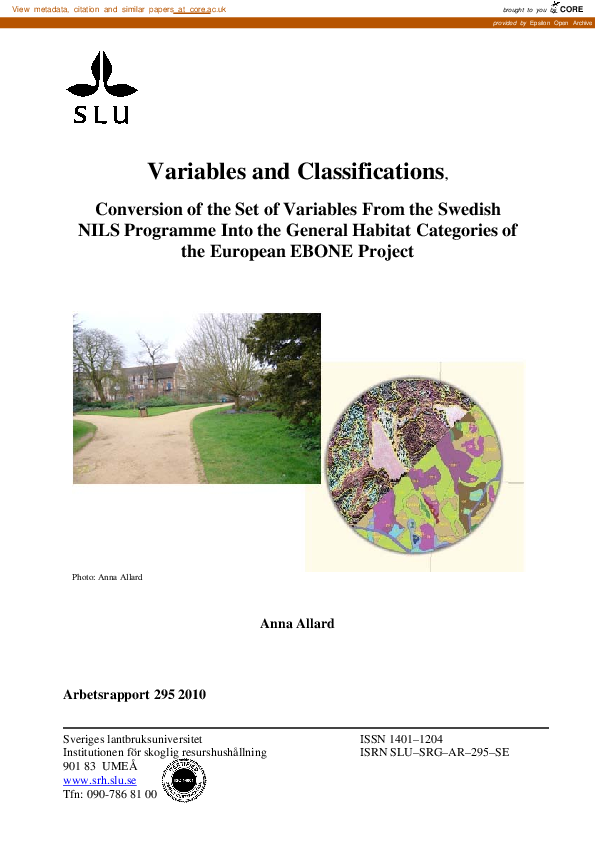 (PDF) Variables and classifications