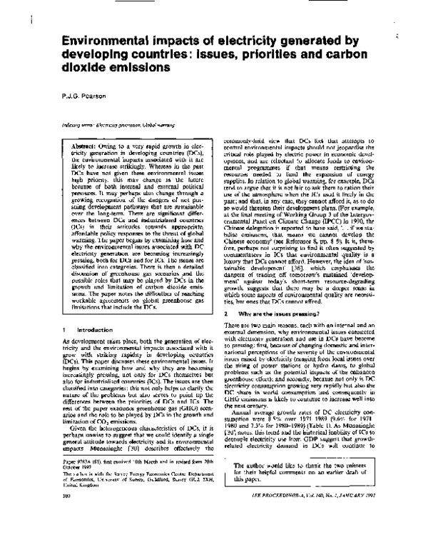 (PDF) Environmental impacts of electricity generation: a global perspective