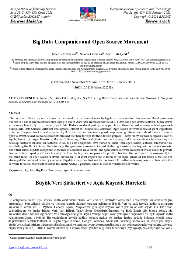 (PDF) Big Data Companies and Open Source Movement