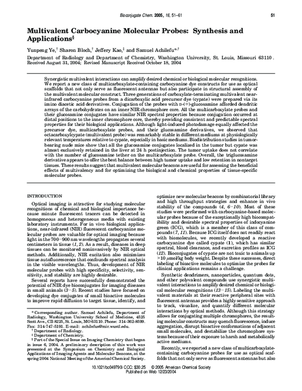 (PDF) Multivalent carbocyanine molecular probes: Synthesis and applications