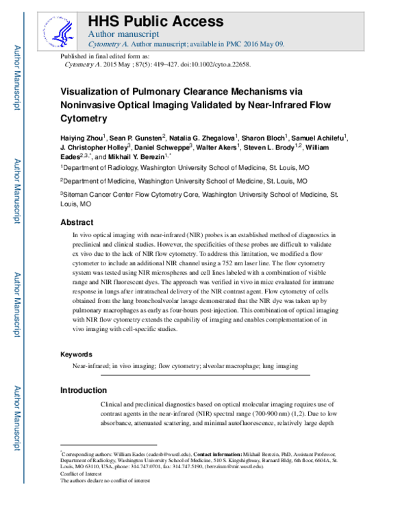 (PDF) Visualization of pulmonary clearance mechanisms via noninvasive ...