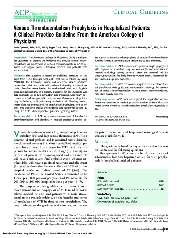 (PDF) Venous Thromboembolism Prophylaxis in Hospitalized Medical Patients and Those With Stroke ...