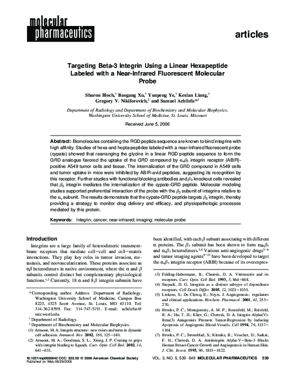 (PDF) Targeting Beta-3 Integrin Using a Linear Hexapeptide Labeled with ...