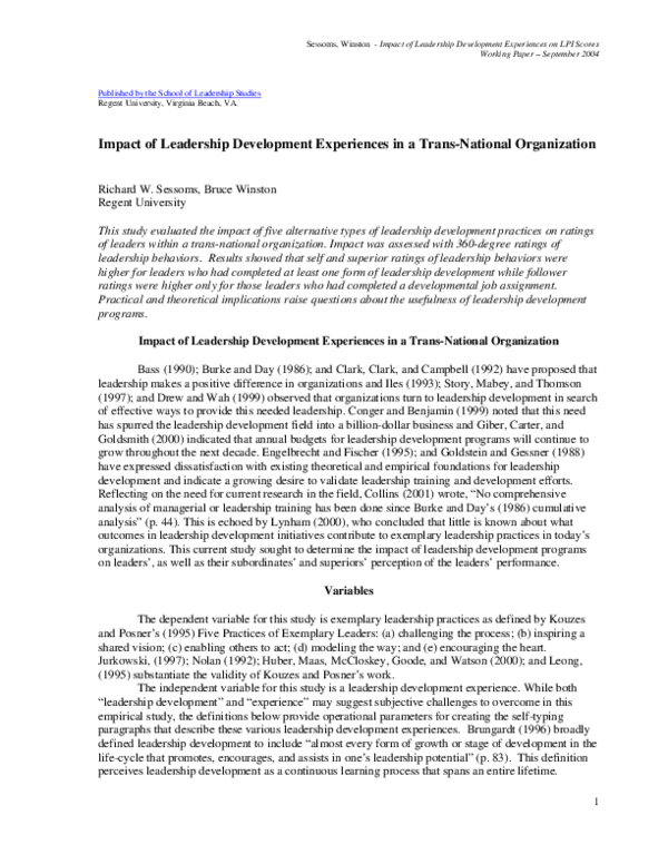 (PDF) Winston-Impact of Leadership Development Experiences on LPI ...