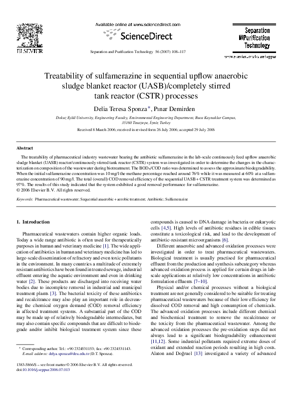 (PDF) Treatability of sulfamerazine in sequential upflow anaerobic ...