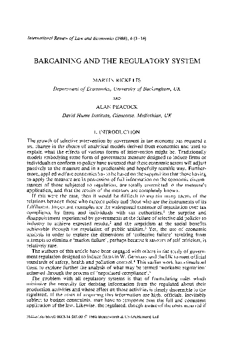 (PDF) Bargaining and the regulatory system