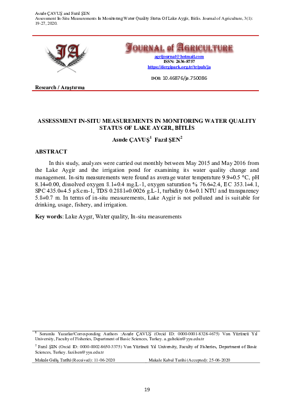 (PDF) Assessment In Situ Measurements In Monitoring Water Quality ...