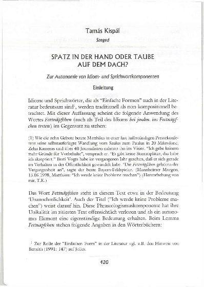 (PDF) Spatz in der Hand oder Taube auf dem Dach? Zur Autonomie von ...