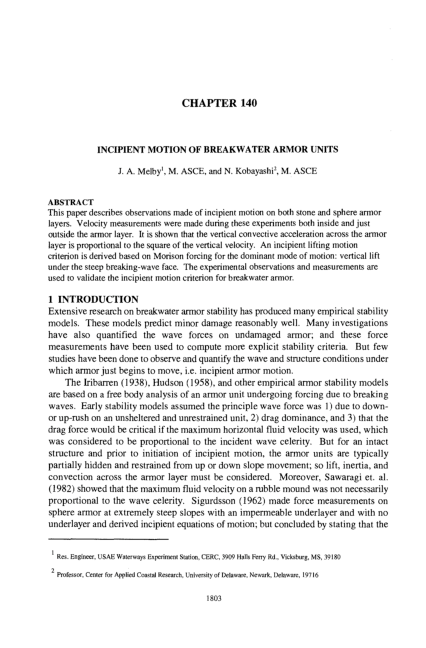 (PDF) Incipient Motion of Breakwater Armor Units