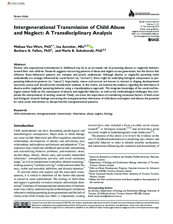 (PDF) Intergenerational Transmission of Child Abuse and Neglect: A ...