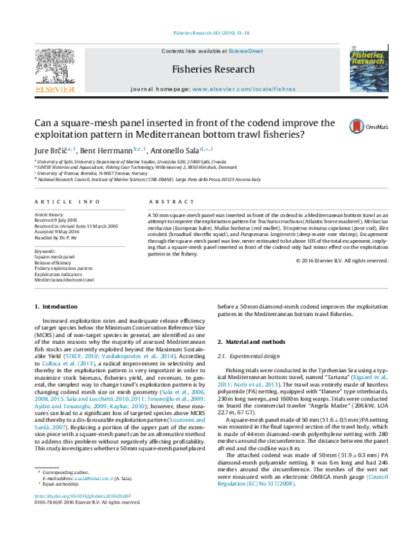 (PDF) Can a square-mesh panel inserted in front of the codend improve ...