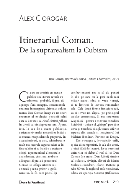 (PDF) Itinerariul Coman. De la suprarealism la Cubism