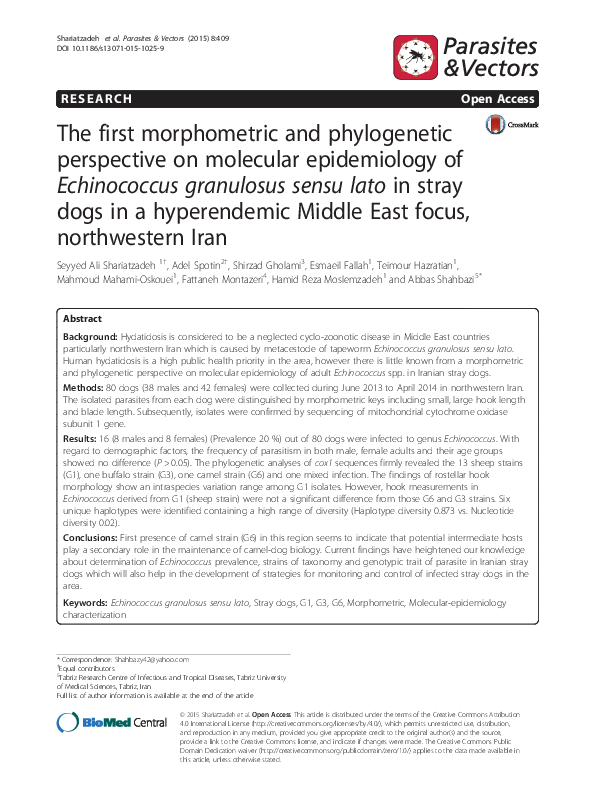 (PDF) The first morphometric and phylogenetic perspective on molecular epidemiology of ...