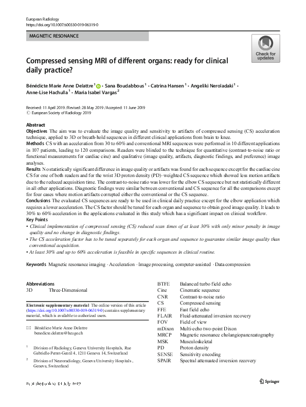 (PDF) Compressed sensing MRI of different organs: ready for clinical ...