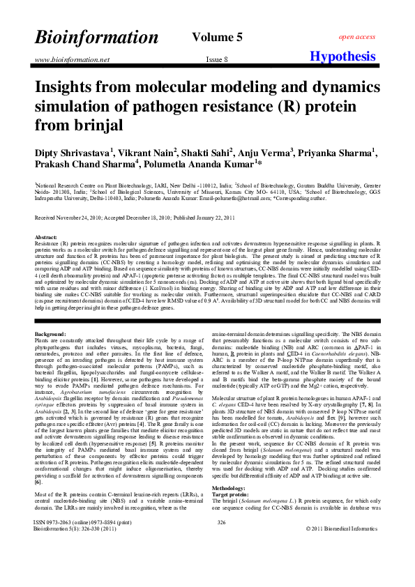 (PDF) Insights from molecular modeling and dynamics simulation of ...