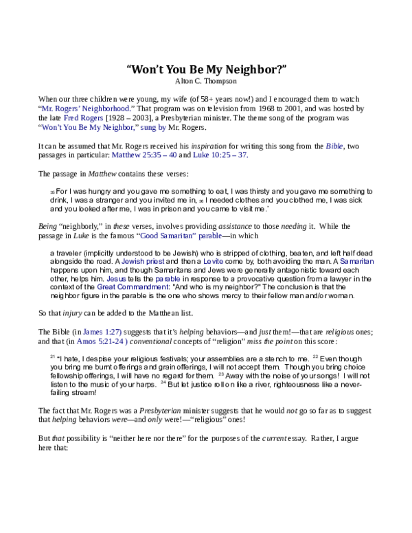 (PDF) "Won't You Be My Neighbor?"