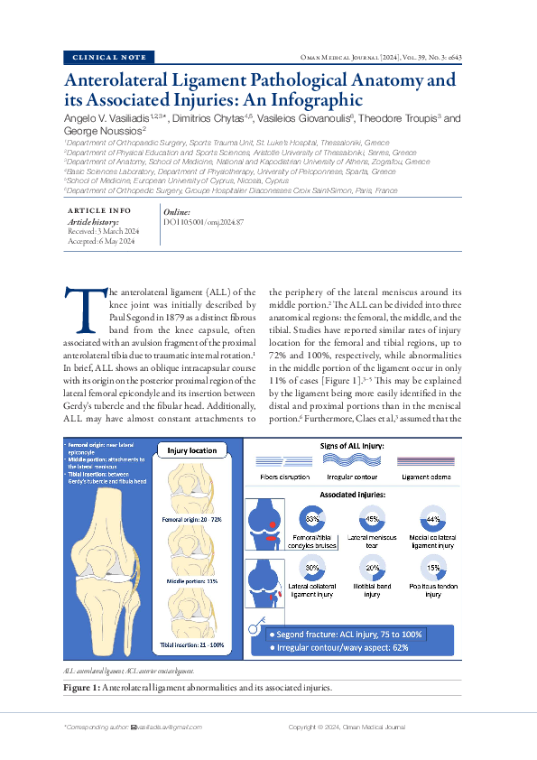 (PDF) Anterolateral Ligament Pathological Anatomy and its Associated ...
