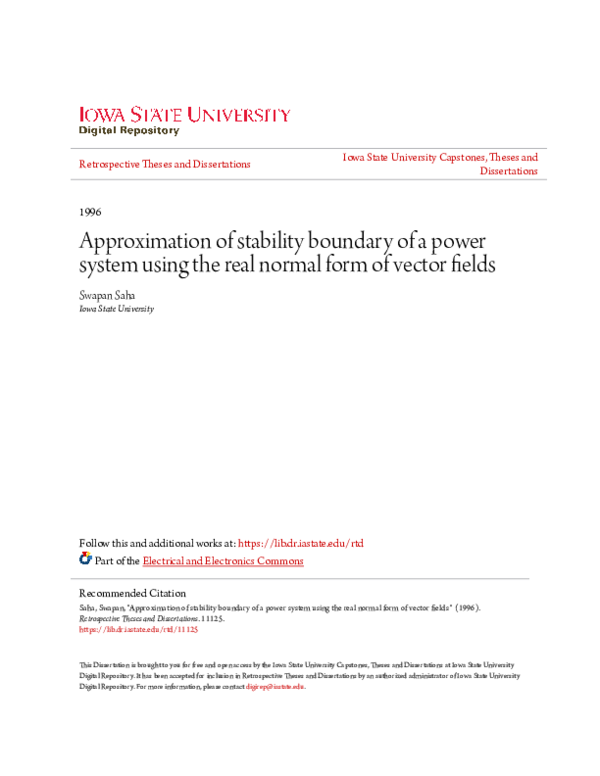 (PDF) Approximation of stability boundary of a power system using the real normal form of vector ...