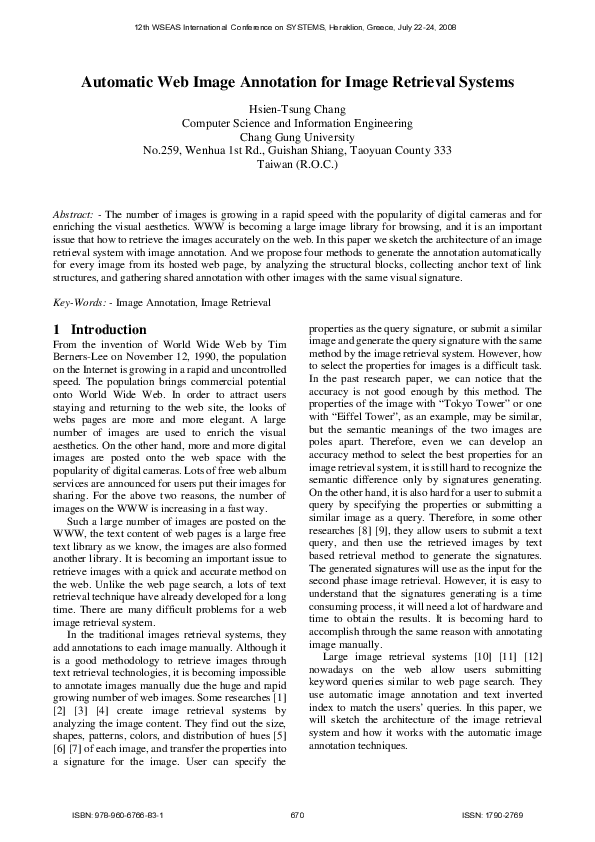 (PDF) Automatic web image annotation for image retrieval systems