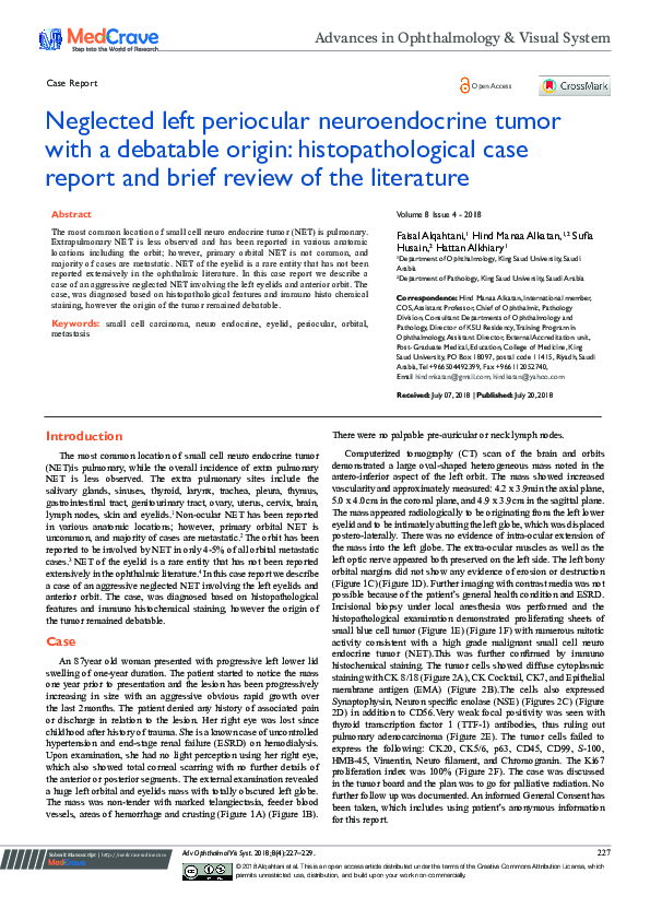 (PDF) Neglected left periocular neuroendocrine tumor with a debatable ...