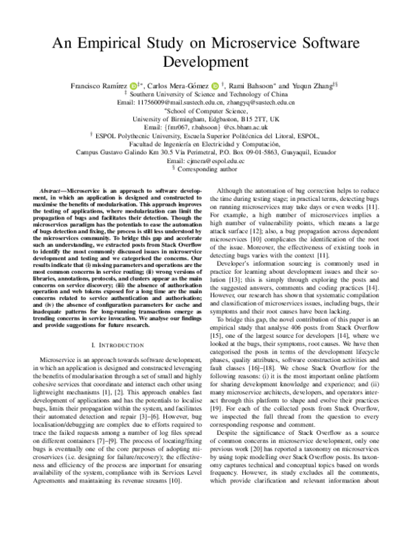 (PDF) An Empirical Study on Microservice Software Development