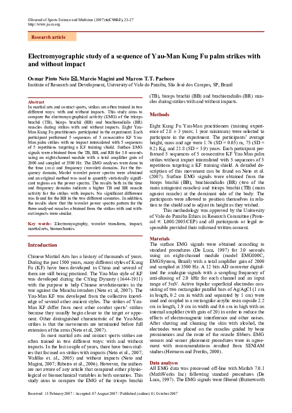 (PDF) Electromyographic Study of a Sequence of Yau-Man Kung Fu Palm ...