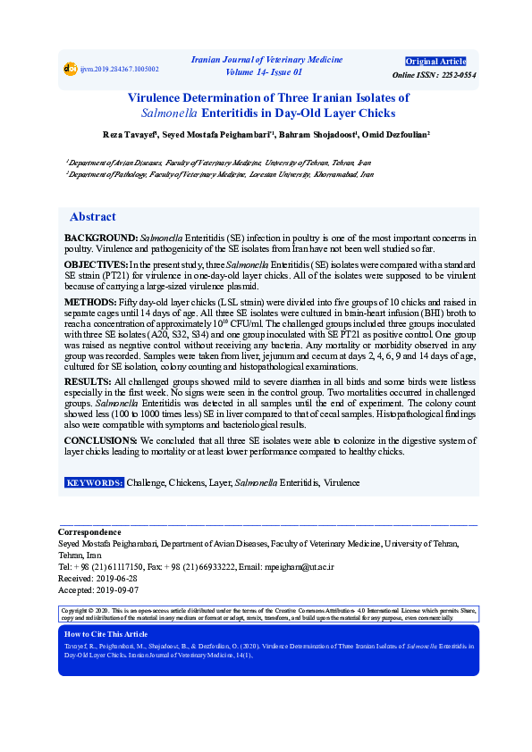 (PDF) Virulence determination of three Iranian isolates of Salmonella ...