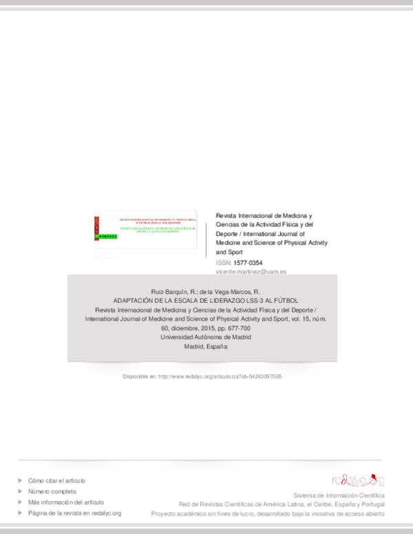 (PDF) Adaptación de la escala de liderazgo LSS-3 al fútbol / LSS-3 Leadership Scale Adaptation ...