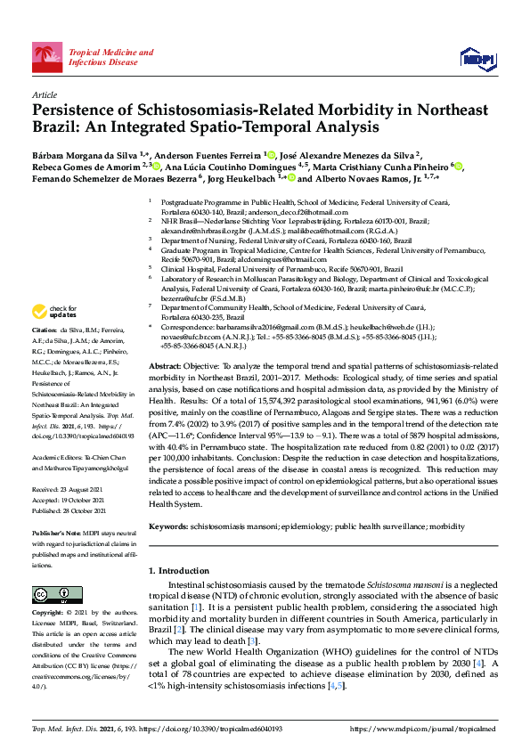 (PDF) Persistence of Schistosomiasis-Related Morbidity in Northeast Brazil: An Integrated Spatio ...