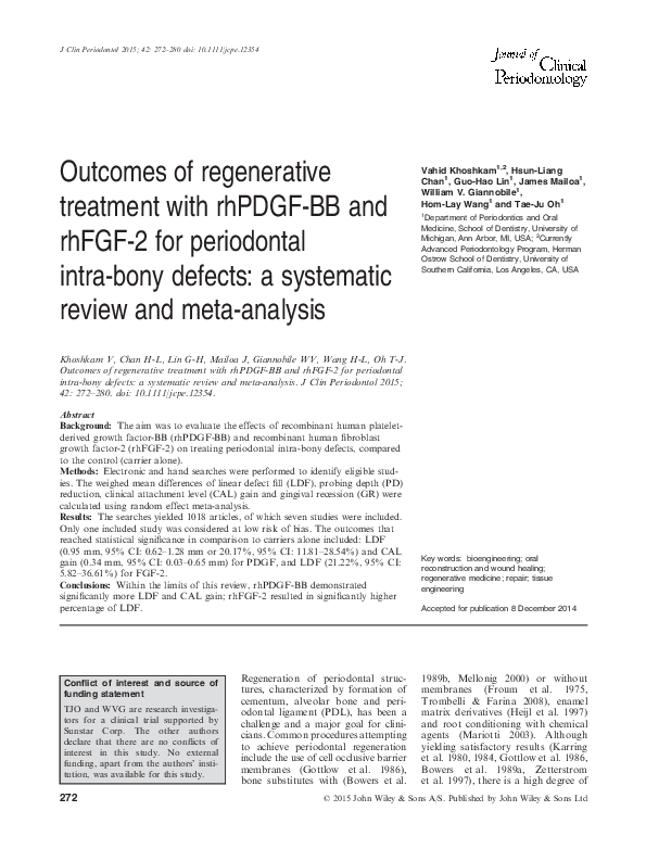 (PDF) Outcomes of regenerative treatment with rhPDGF‐BB and rhFGF‐2 for ...