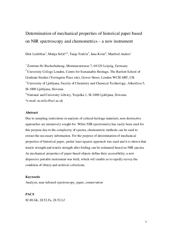 (PDF) Determination of mechanical properties of historical paper based ...