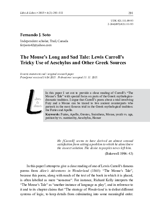 (PDF) The Mouse’s Long and Sad Tale: Lewis Carroll’s Tricky Use of ...