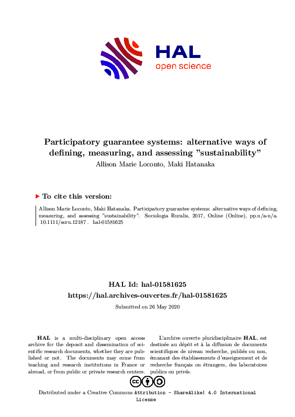 (PDF) Participatory Guarantee Systems: Alternative Ways of Defining ...