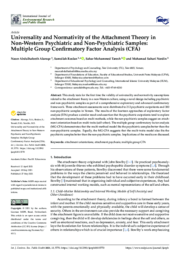 (PDF) Universality and Normativity of the Attachment Theory in Non ...