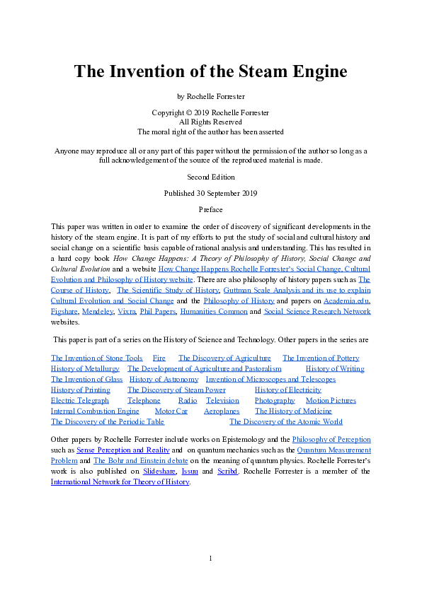 (PDF) The Invention of the Steam Engine